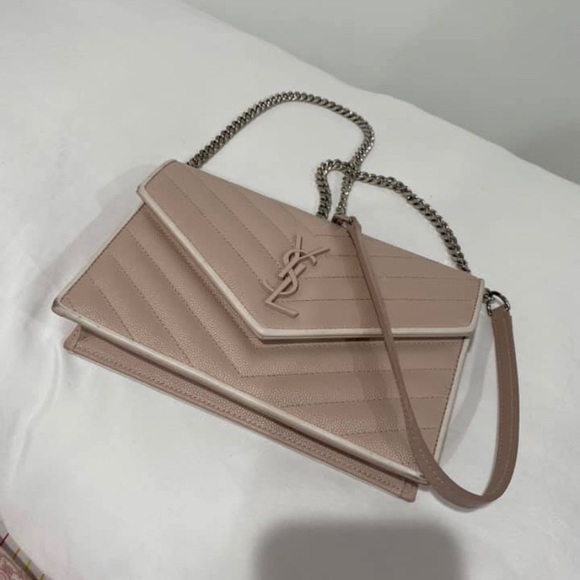 Yves Saint Laurent | Bags | Ysl Envelop Wallet With Chain In Pink And ...
